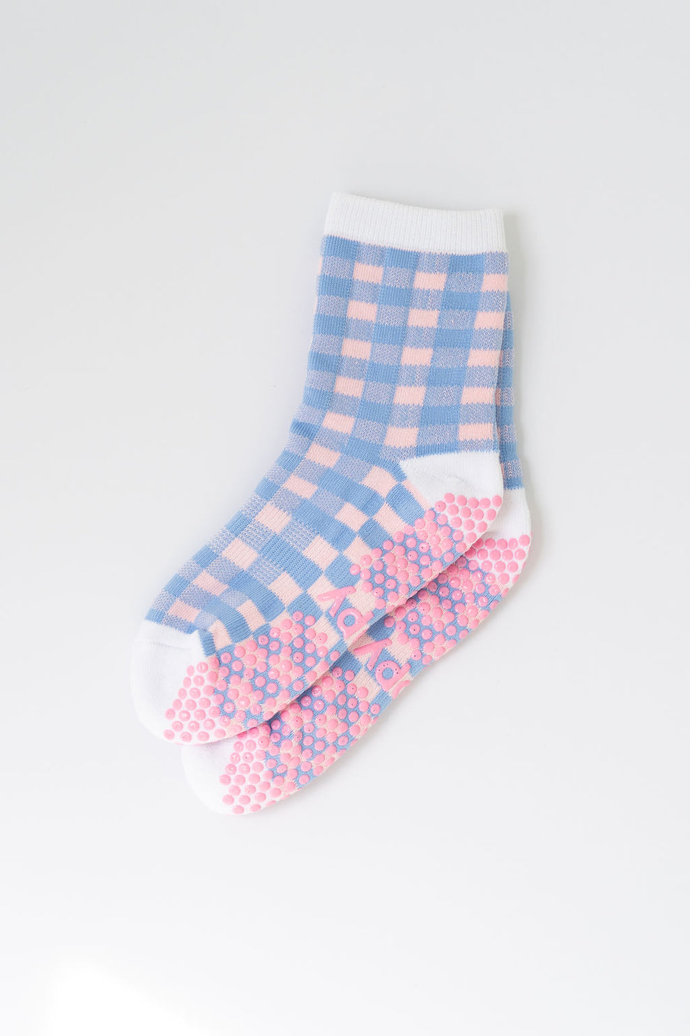 Rainbow Gingham Grippy Socks